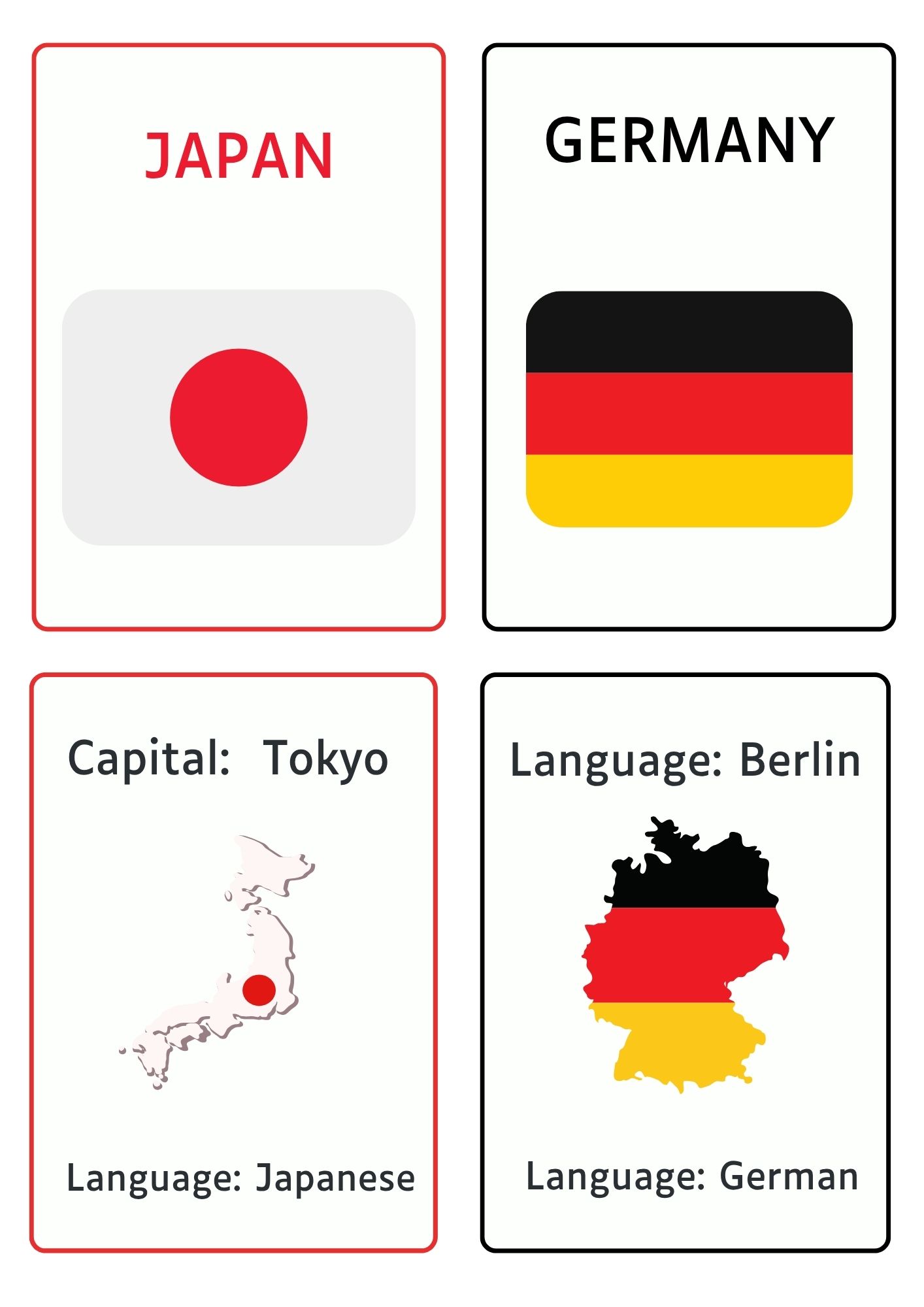 Printable Country Flags Flashcards [Double Sided] – govincards.com