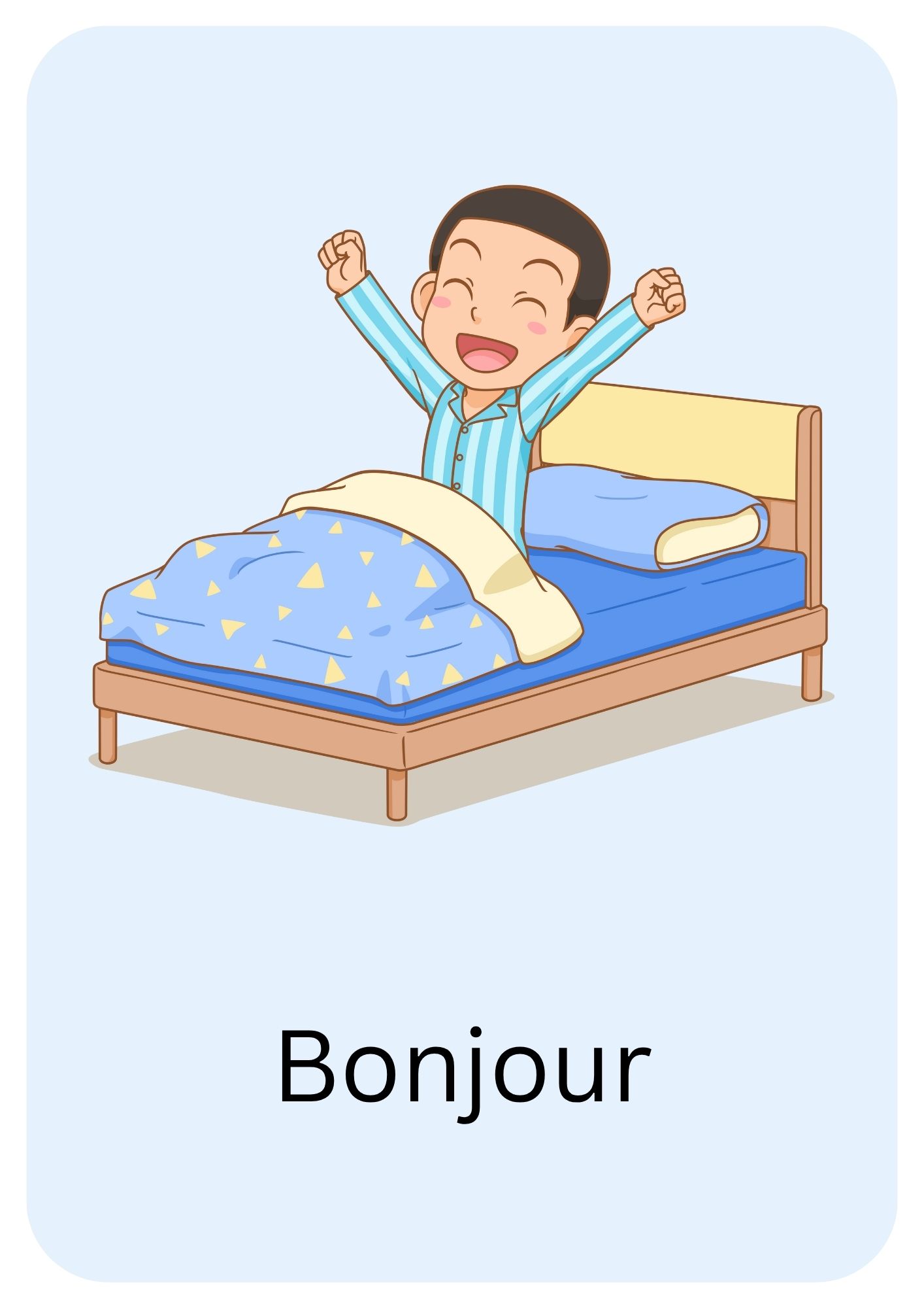 Printable French Greetings Flashcards for Kids - govincards.com
