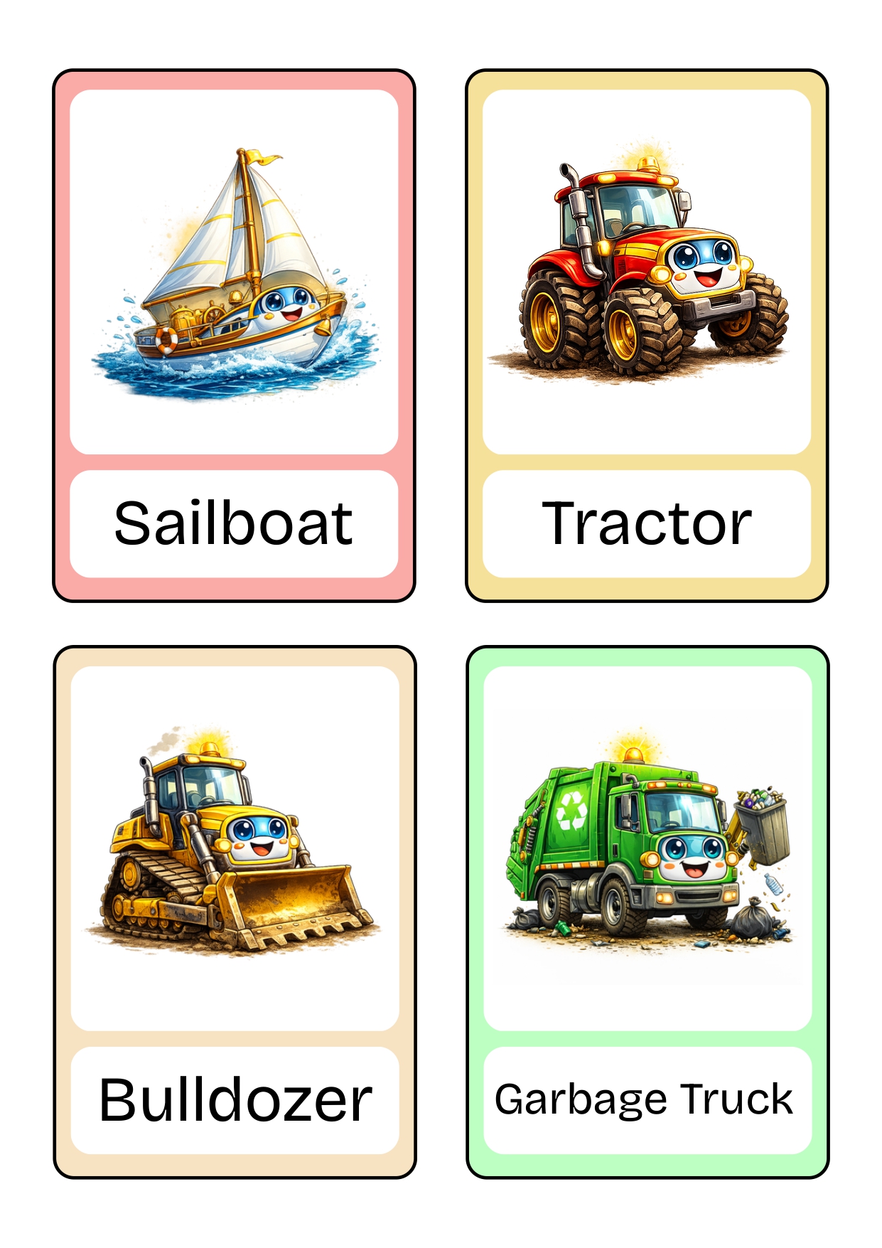 Printable Transportation Flashcards - govincards.com