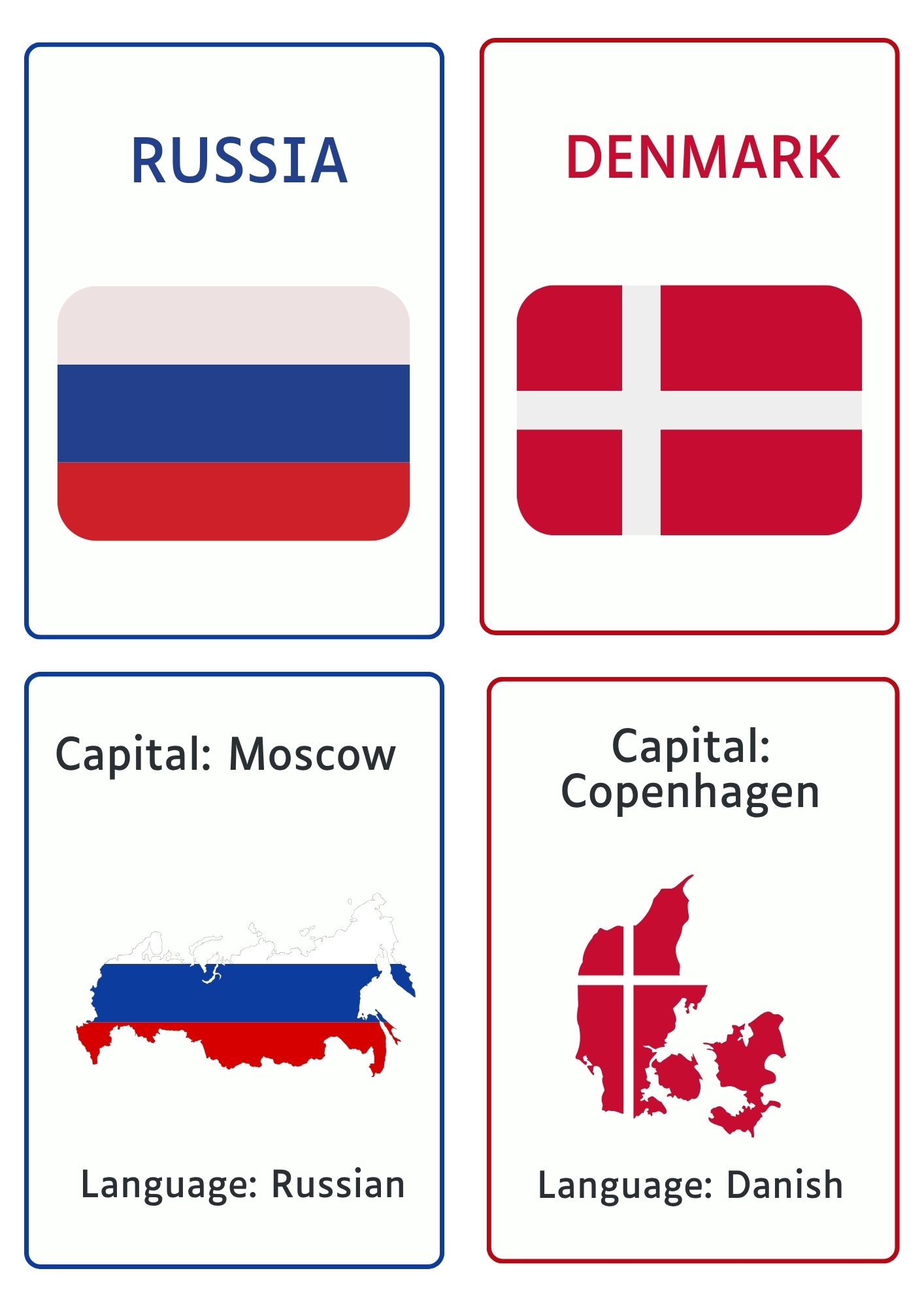 Printable Country Flags Flashcards [Double Sided] - govincards.com