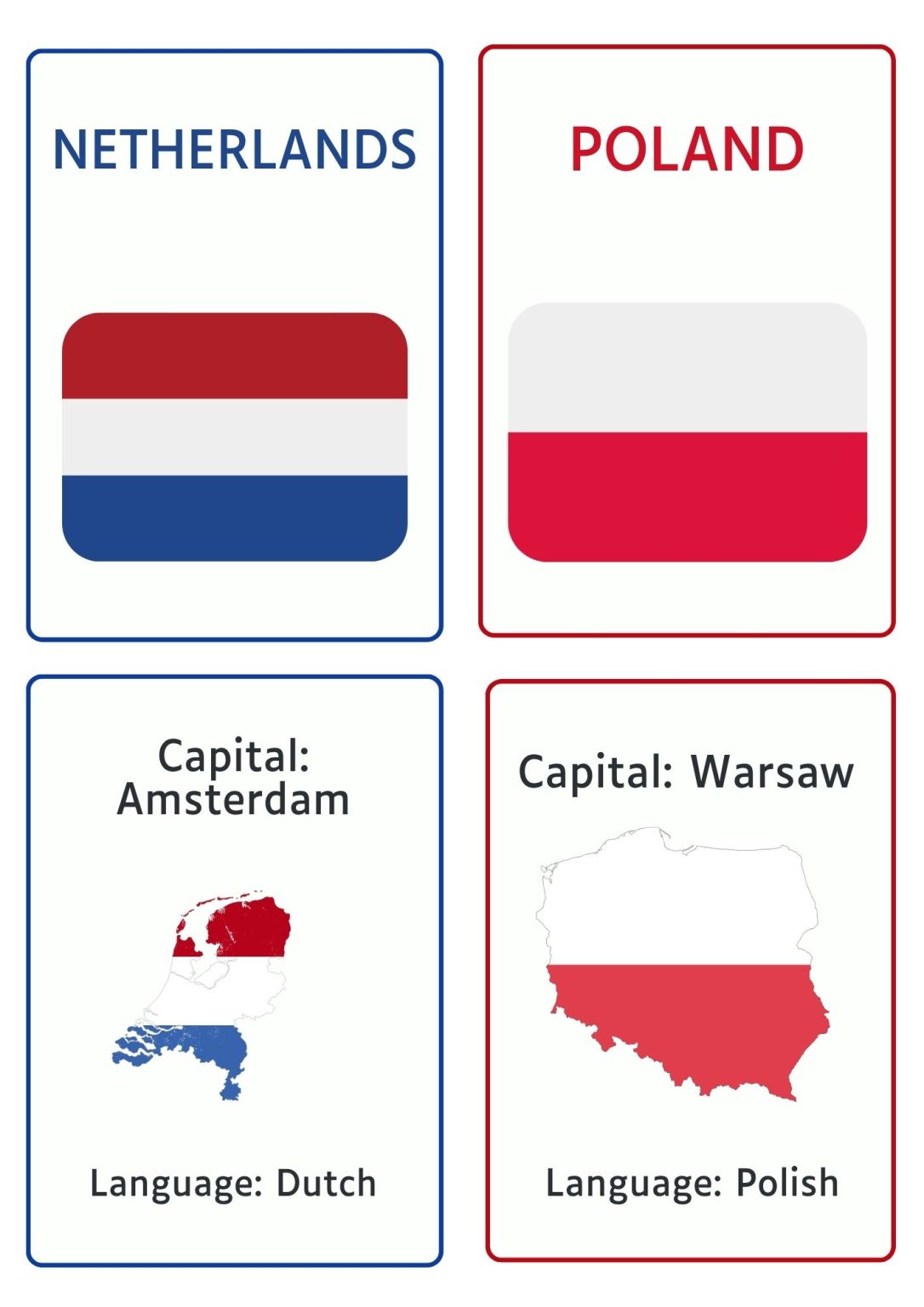 Printable Country Flags Flashcards [Double Sided] - govincards.com