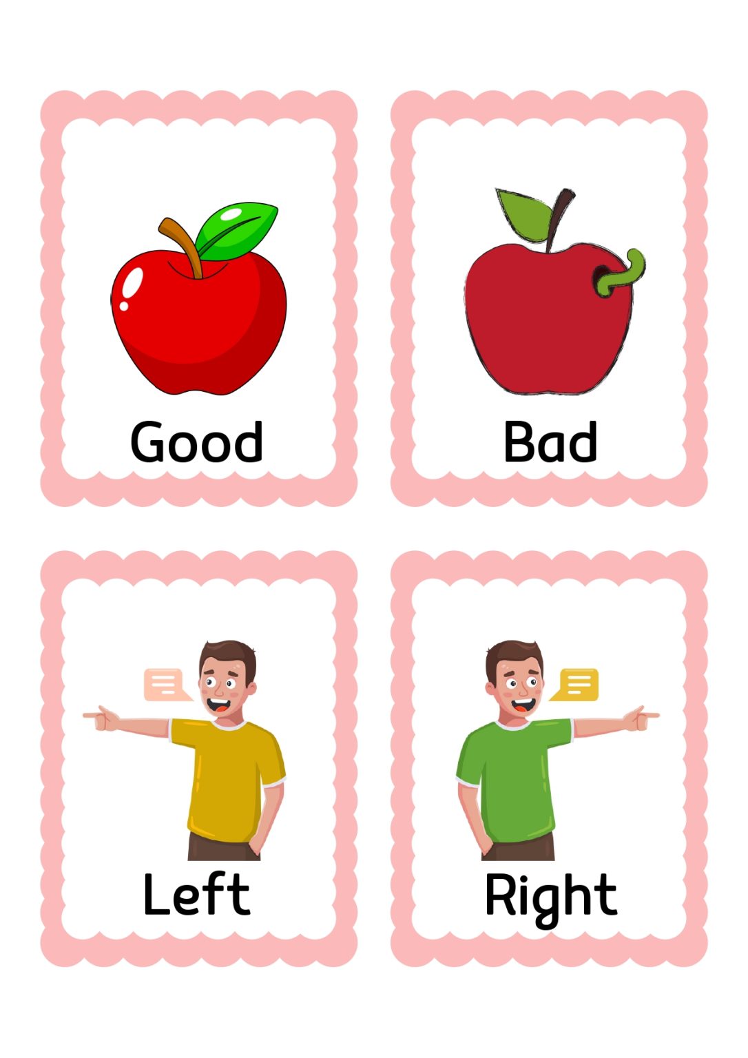 Printable Opposites Flashcards for Kids – govincards.com