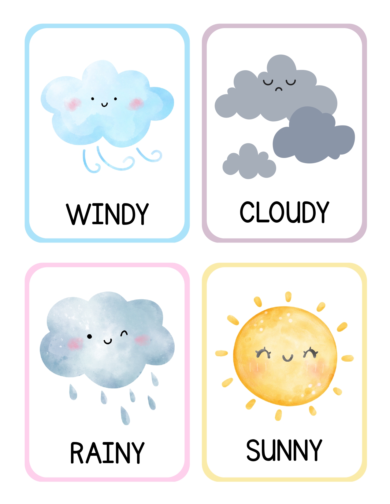 Weather Flashcards for Kids – govincards.com