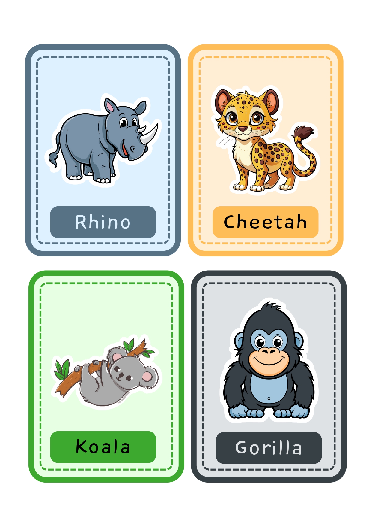 Wild Animals Flashcards for Kids - govincards.com