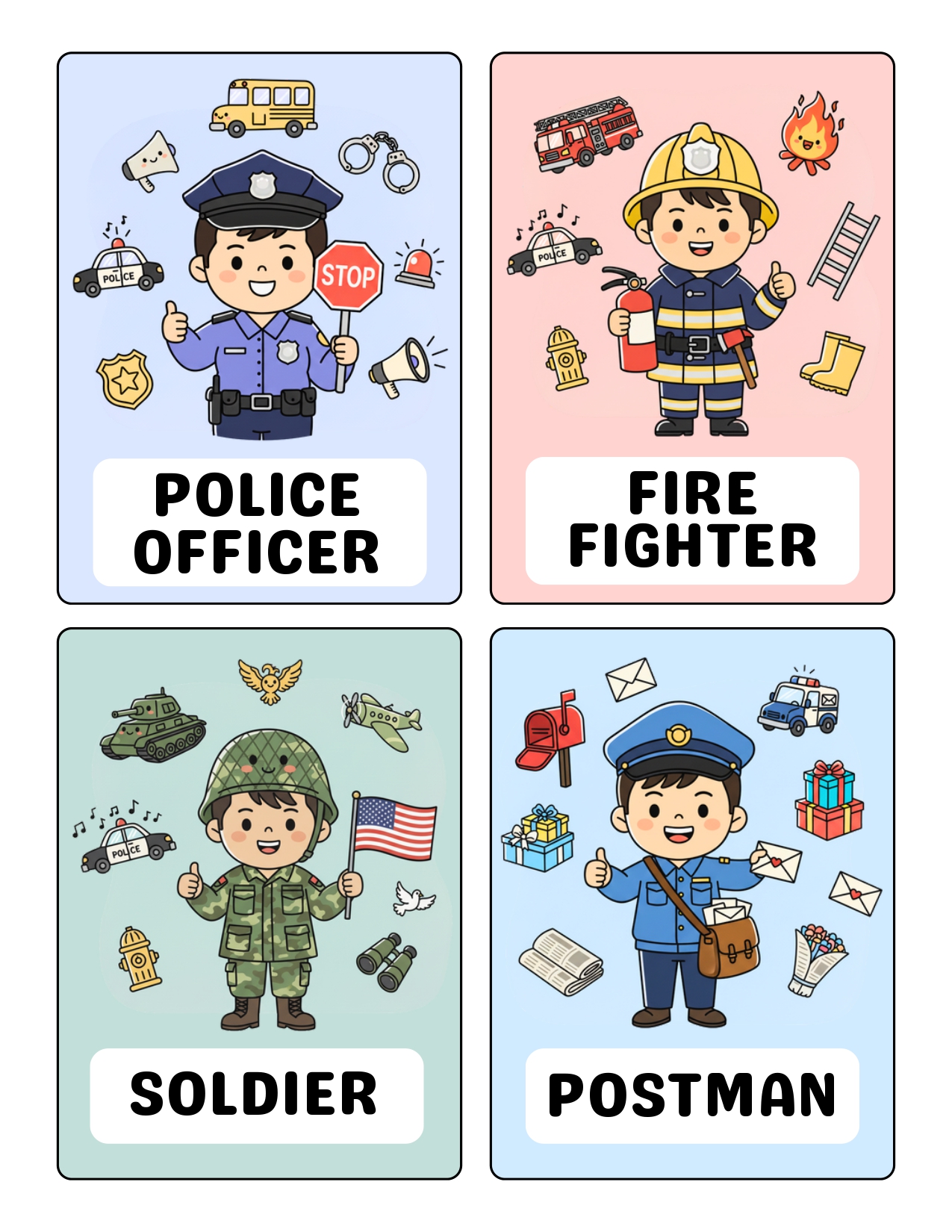 Printable Jobs Flashcards for Kids - govincards.com