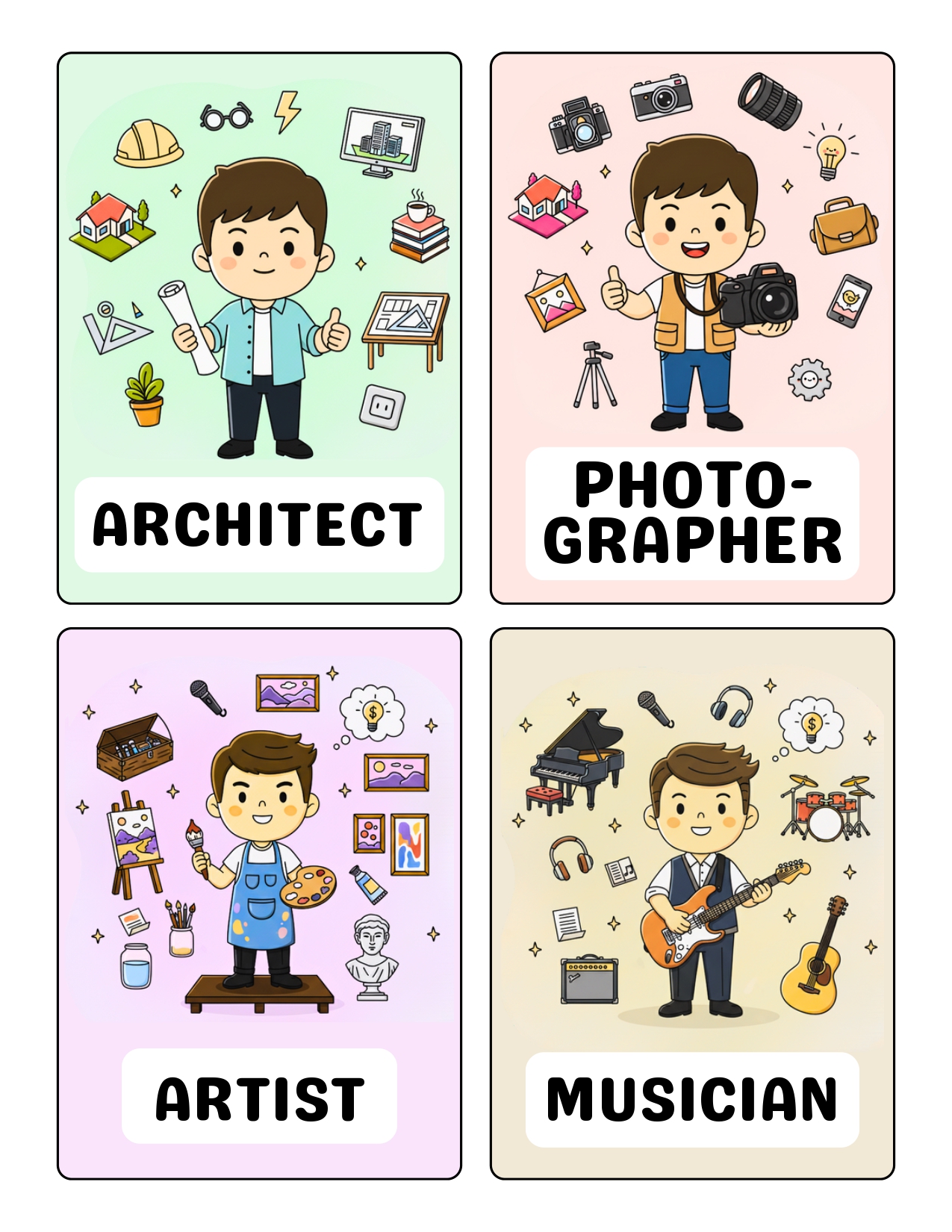 Printable Jobs Flashcards for Kids - govincards.com