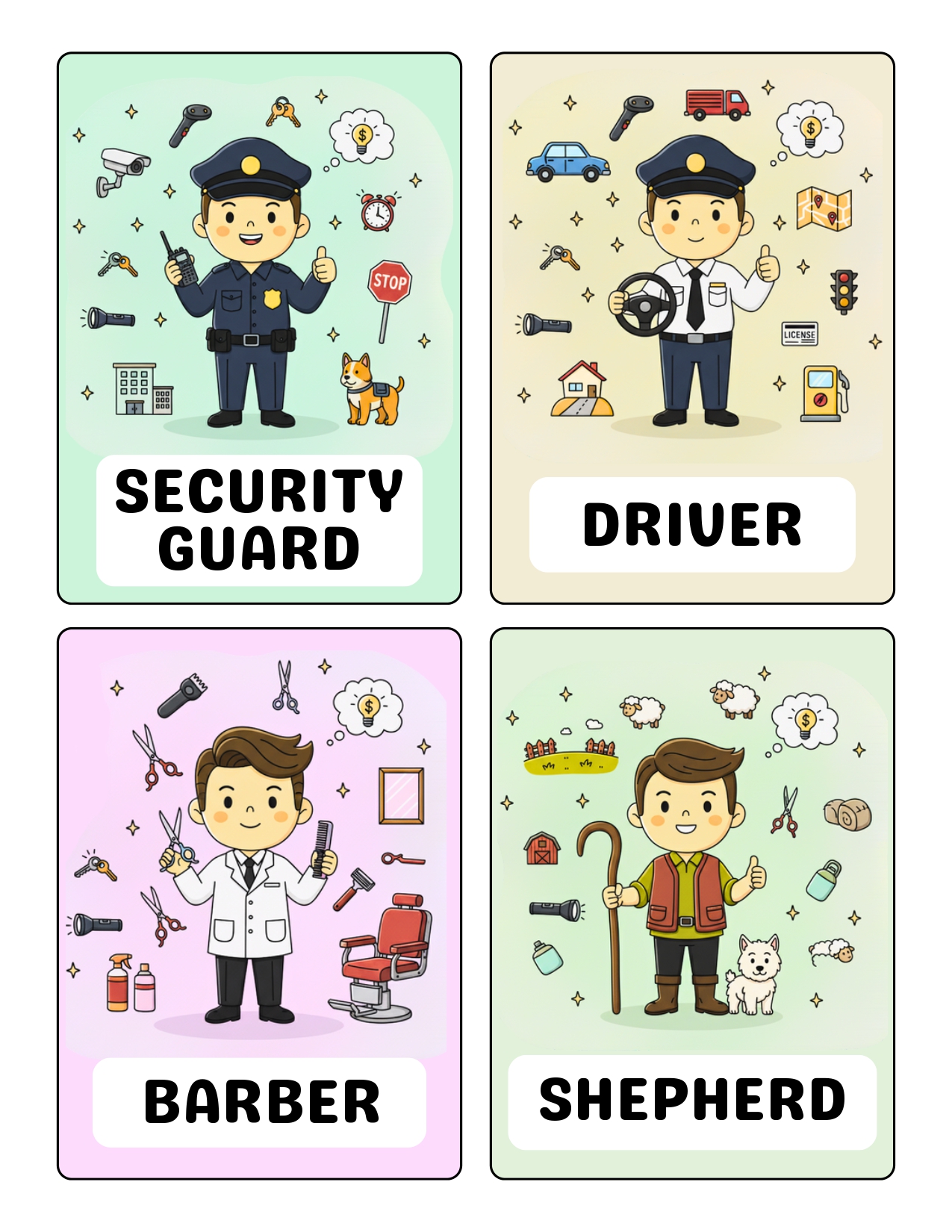 Printable Jobs Flashcards for Kids - govincards.com