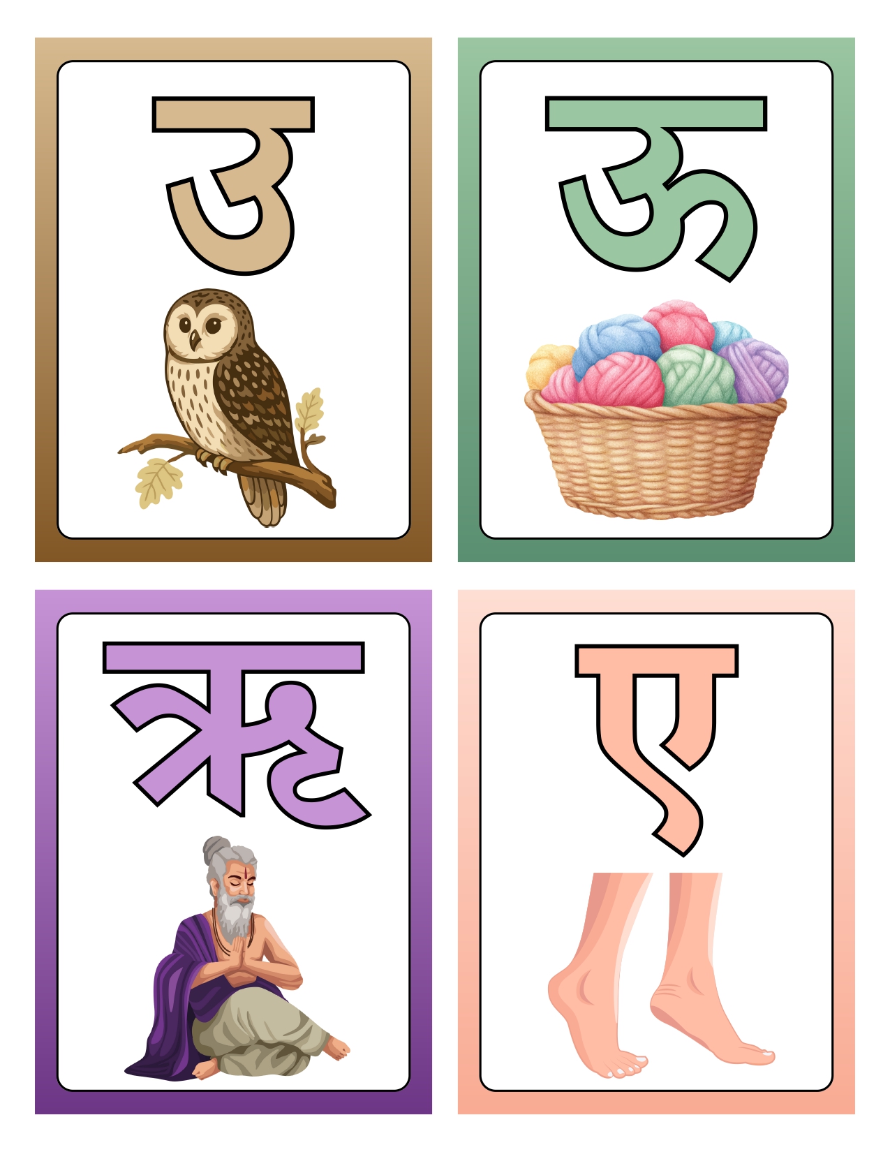 Printable Hindi Alphabet Flashcards - govincards.com