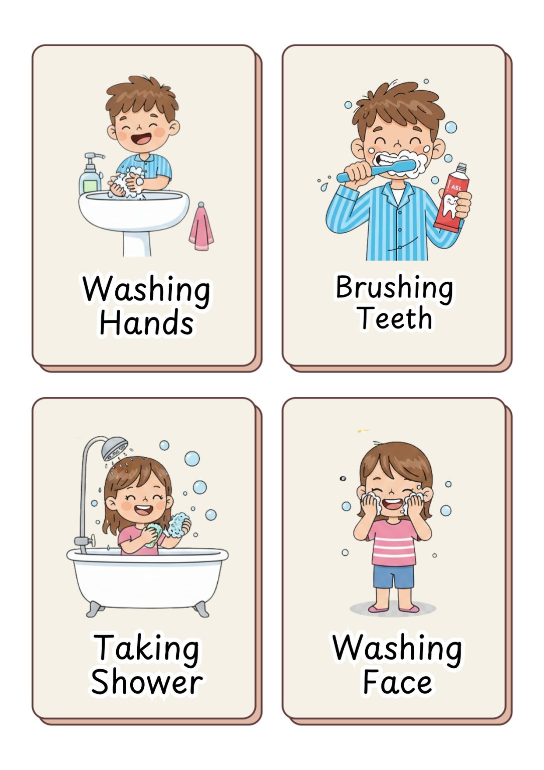 Personal Hygiene Flashcards for Kids - govincards.com