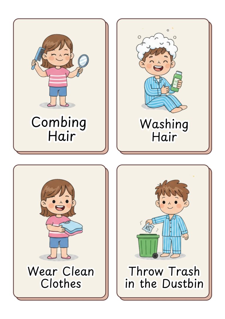 Personal Hygiene Flashcards for Kids - govincards.com