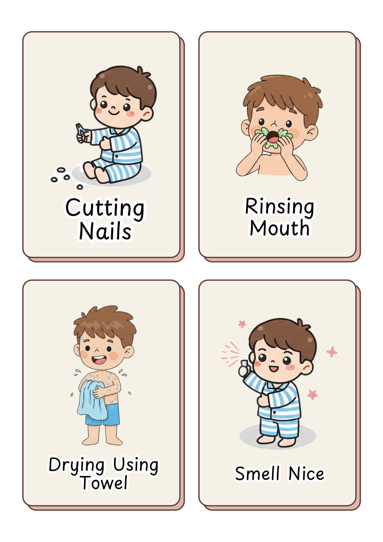 Personal Hygiene Flashcards for Kids - govincards.com