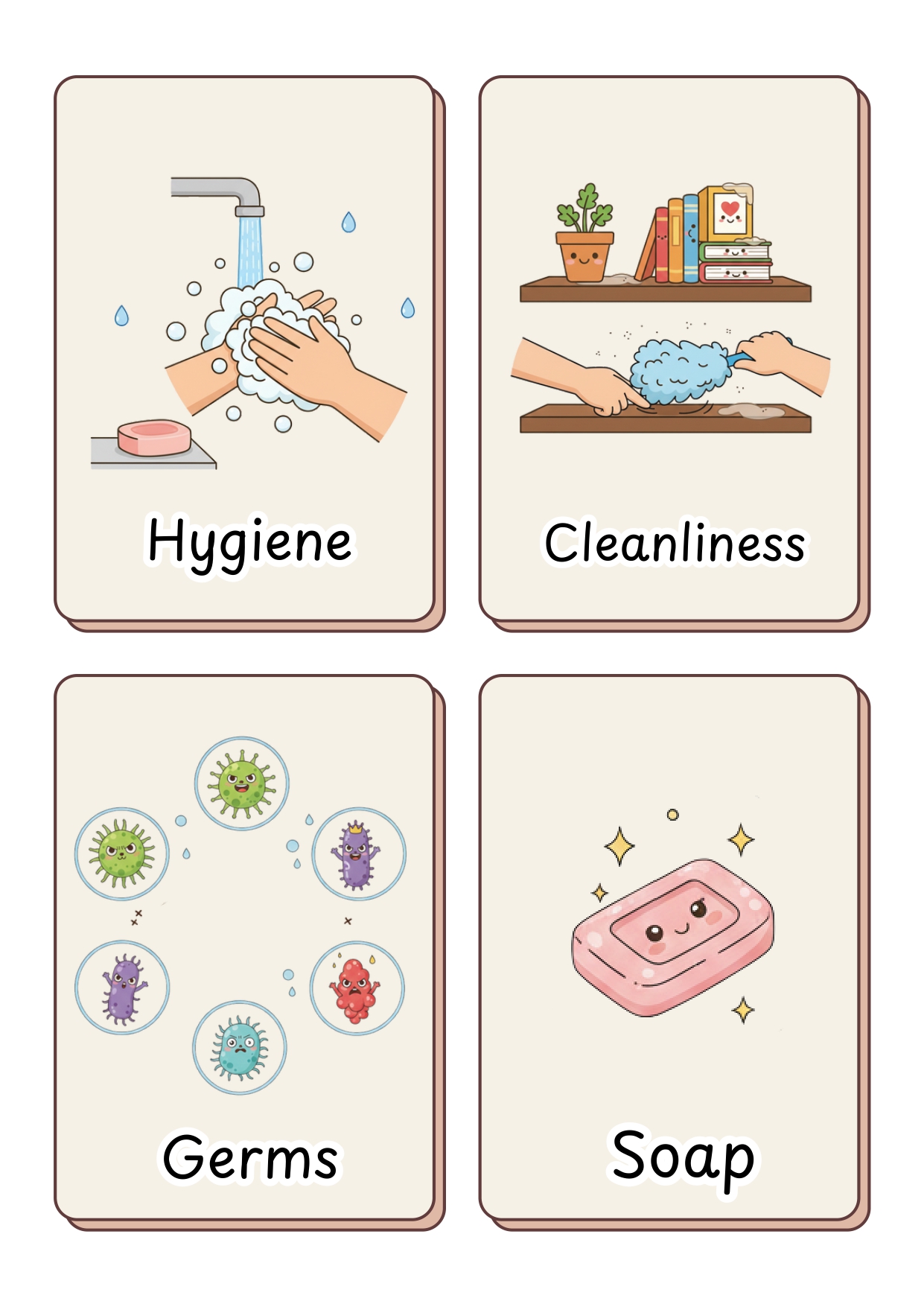 Personal Hygiene Flashcards for Kids - govincards.com